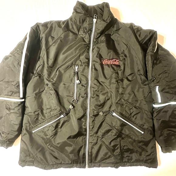 Coca Cola | Jackets & Coats | Coca Cola Dark Puffer Jacket With Red ...